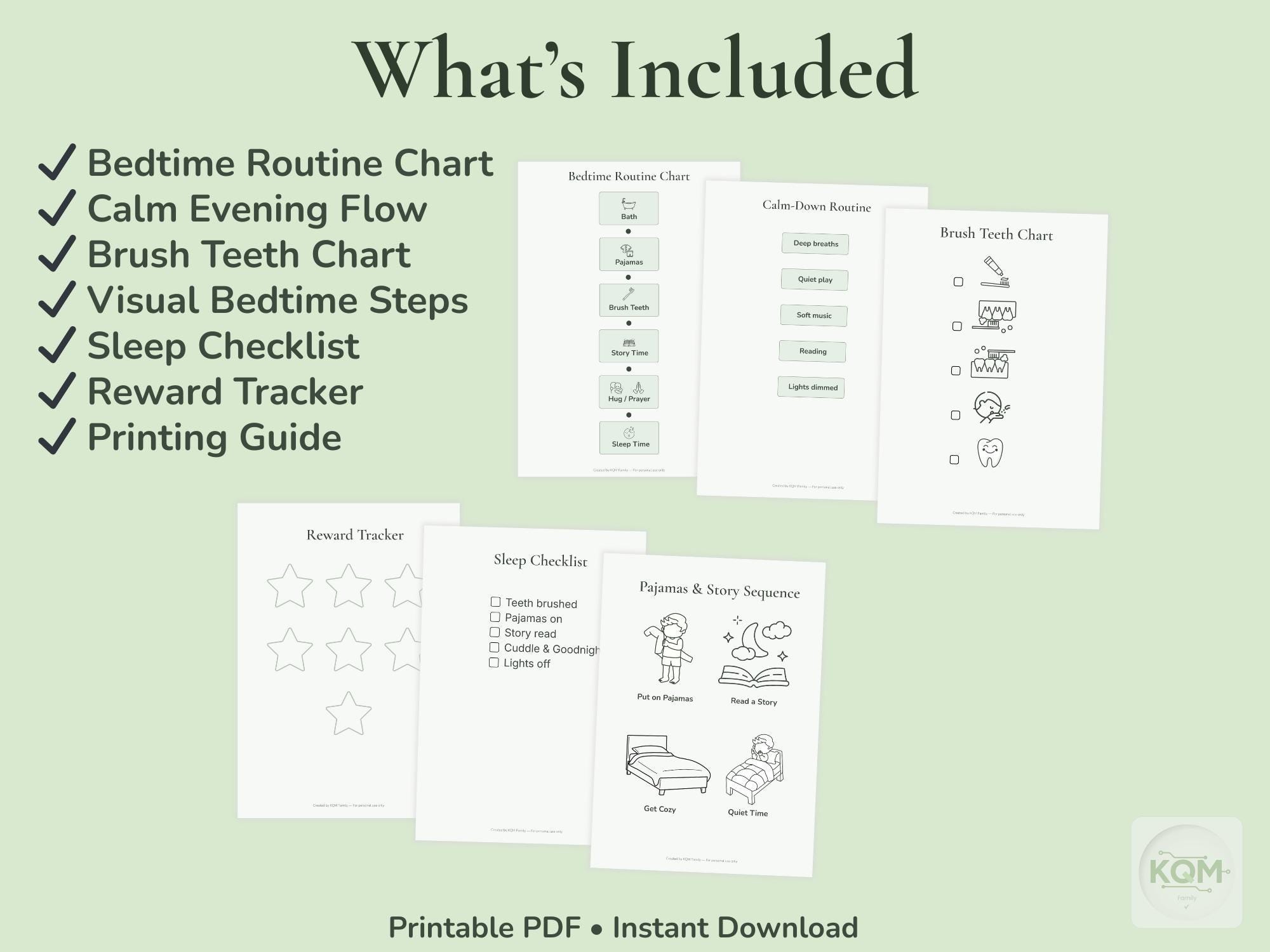 Toddler & Preschool Bedtime Routine Printable | Ages 2–6 | Calm Evening ...
