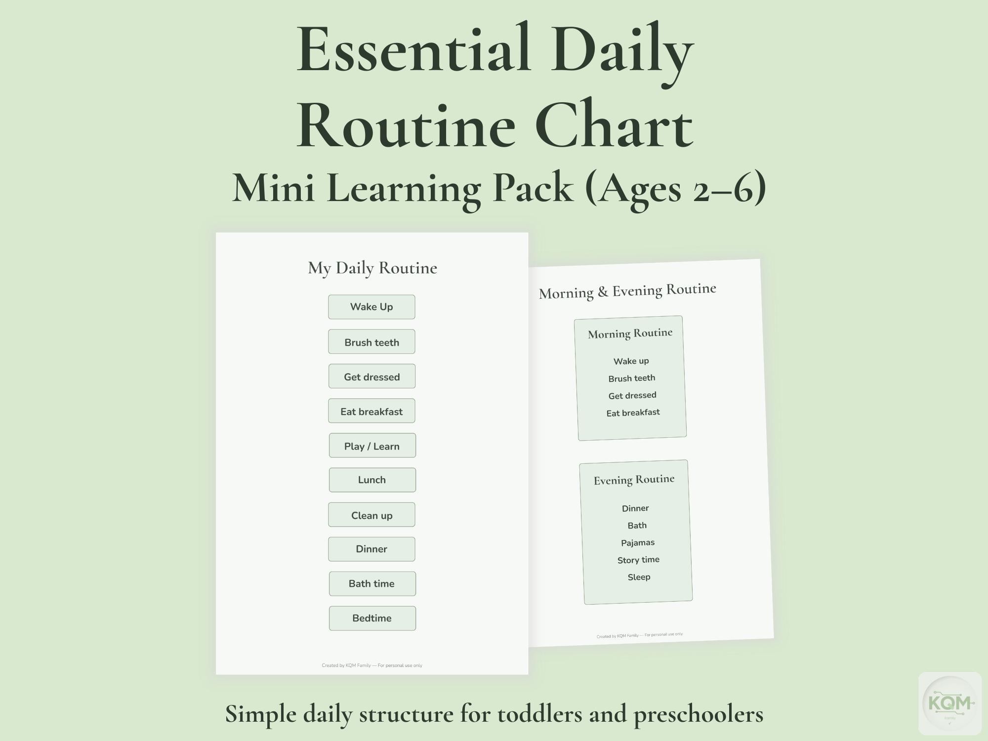 Mini Daily Routine Chart for Kids (ages 2–6) – Visual Morning & Evening ...