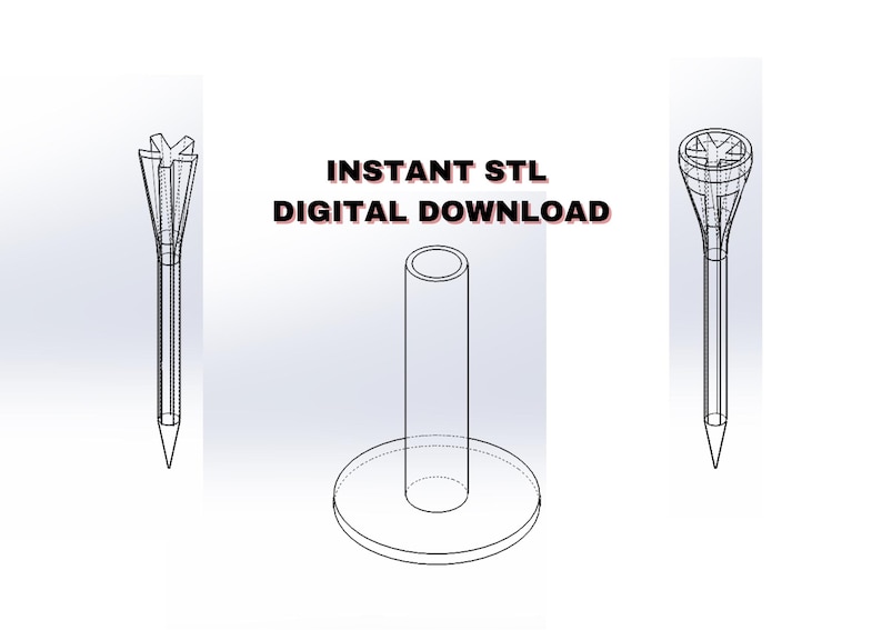 Golf Tee STL Bundle | 4 Durable 3D Printable Golf Tees | Digital ...