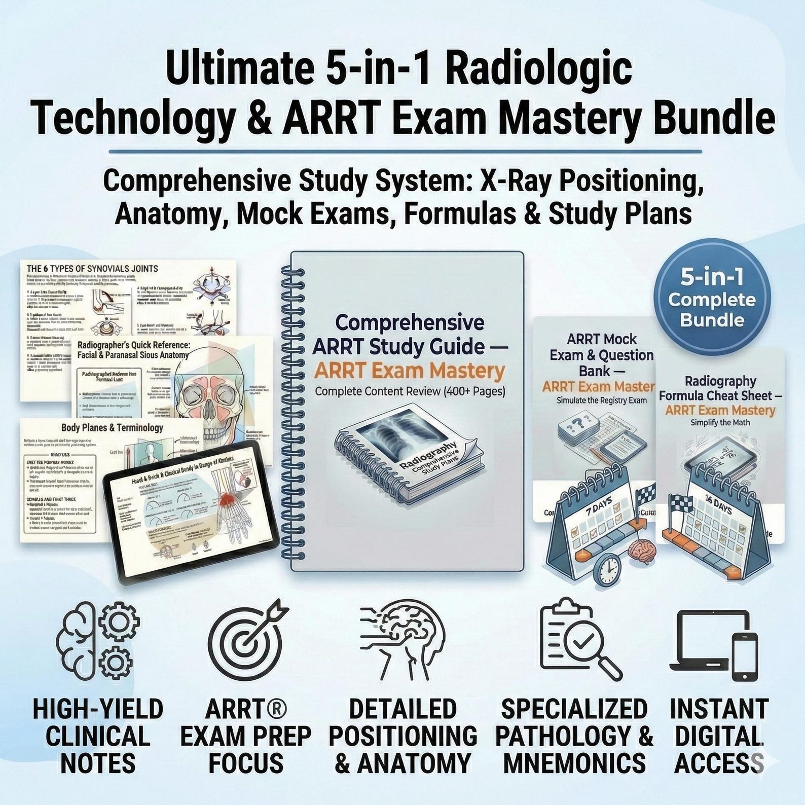 2025-2026 ARRT Exam 5 in 1 Prep Bundle: Radiography Study Guide, 1750 ...