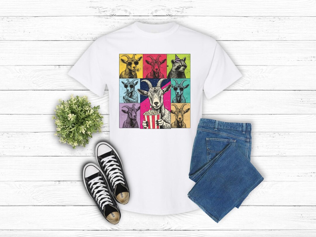 Funny Goat Eating Popcorn T-shirt, Warhol Style - Etsy