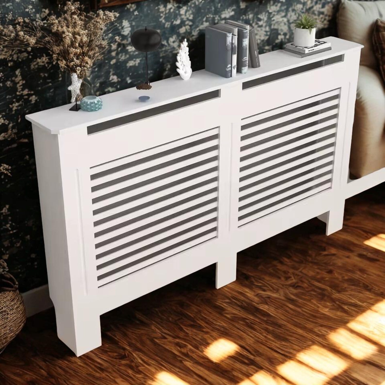 Modern White Radiator Cover Cabinet With Slatted Front - Etsy