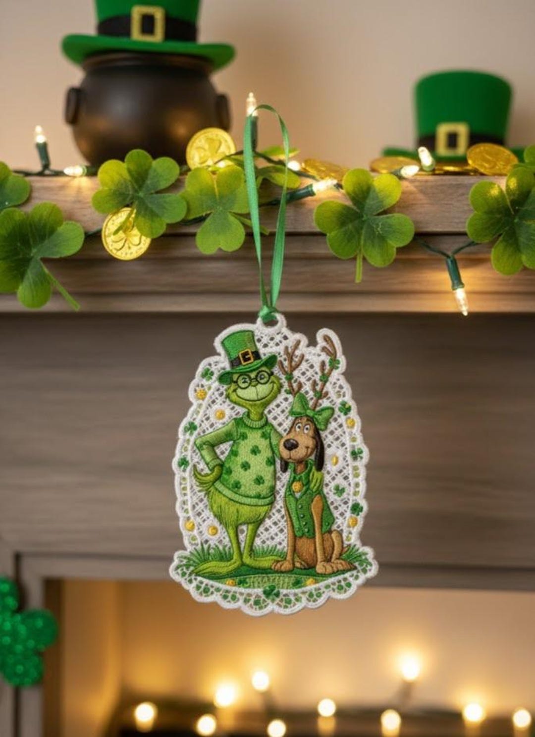 St. Patrick's Day Grinch & Max Embroidery Design – Lucky Ornament (PES ...