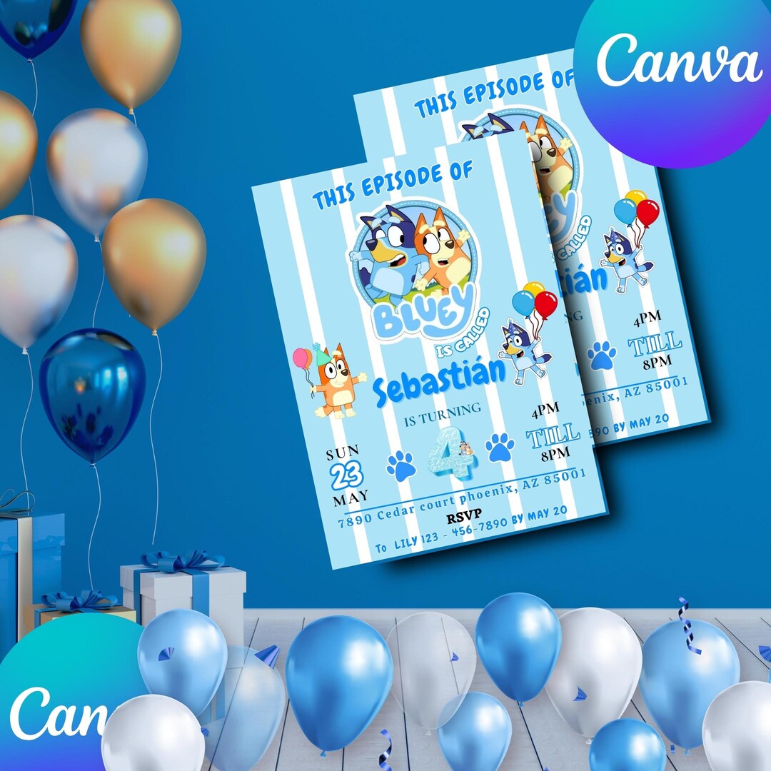 Bluey Birthday Invitation Bing Birthday Invitation Editable Bluey and ...