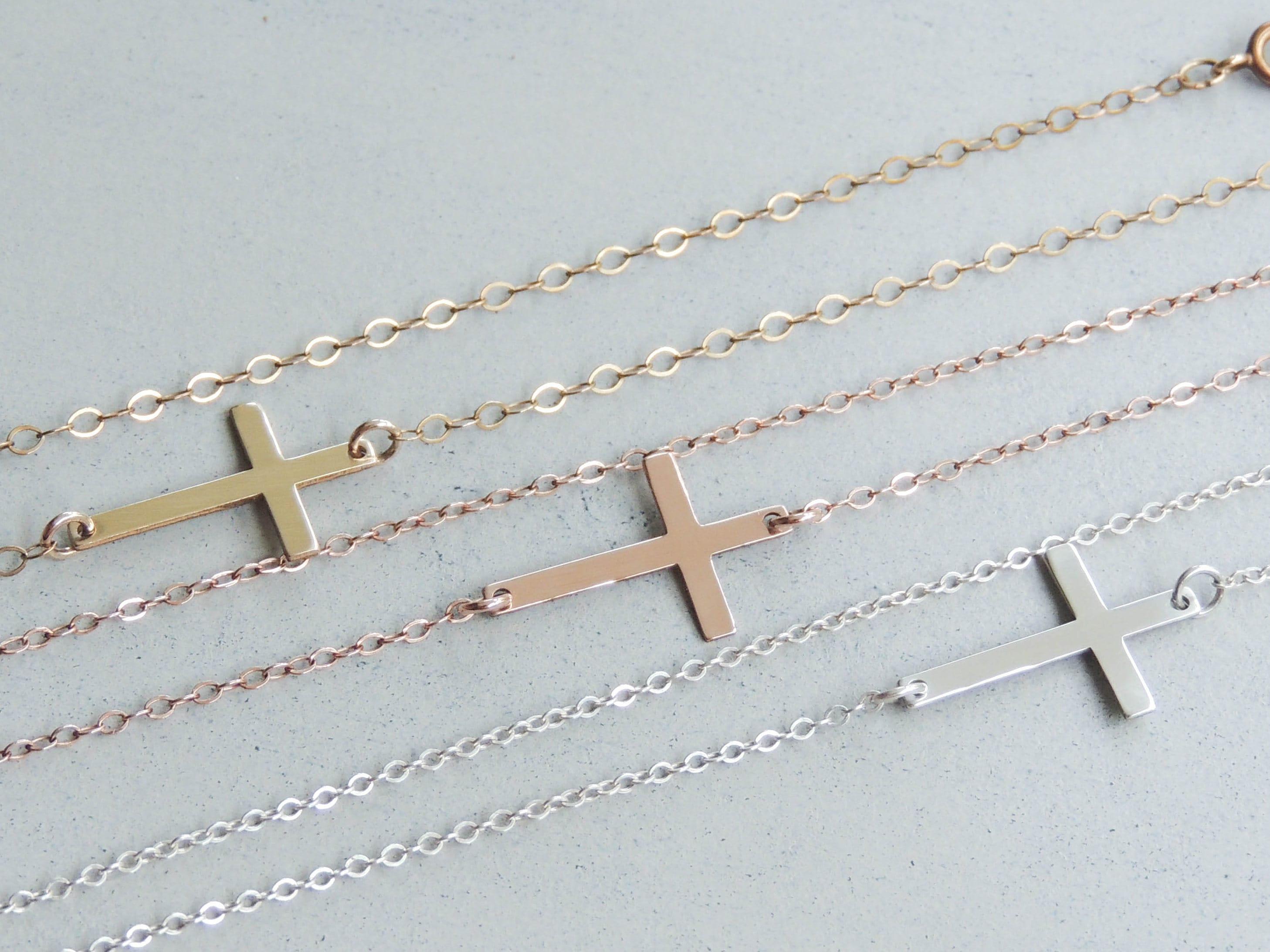 Sideways Cross Necklace Dainty Cross Necklace Cross Necklace | Etsy