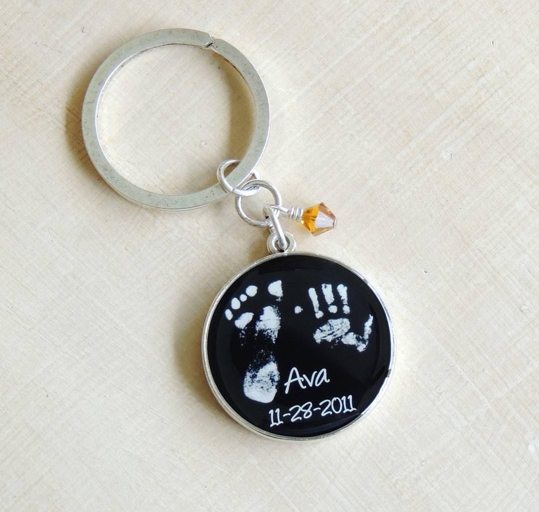 Baby Footprint Keychain, New Dad Gift, Fathers Day Keychain, 1st ...