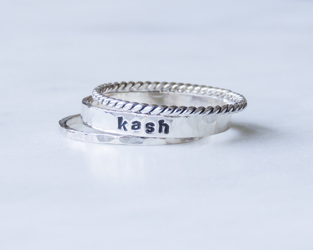 Mothers Day Gift, Stackable Name Rings, Custom Name Ring, Stacking Ring ...