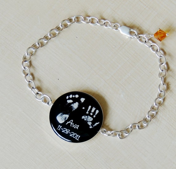 Baby Footprint Bracelet in Sterling Silver First Mothers Day | Etsy