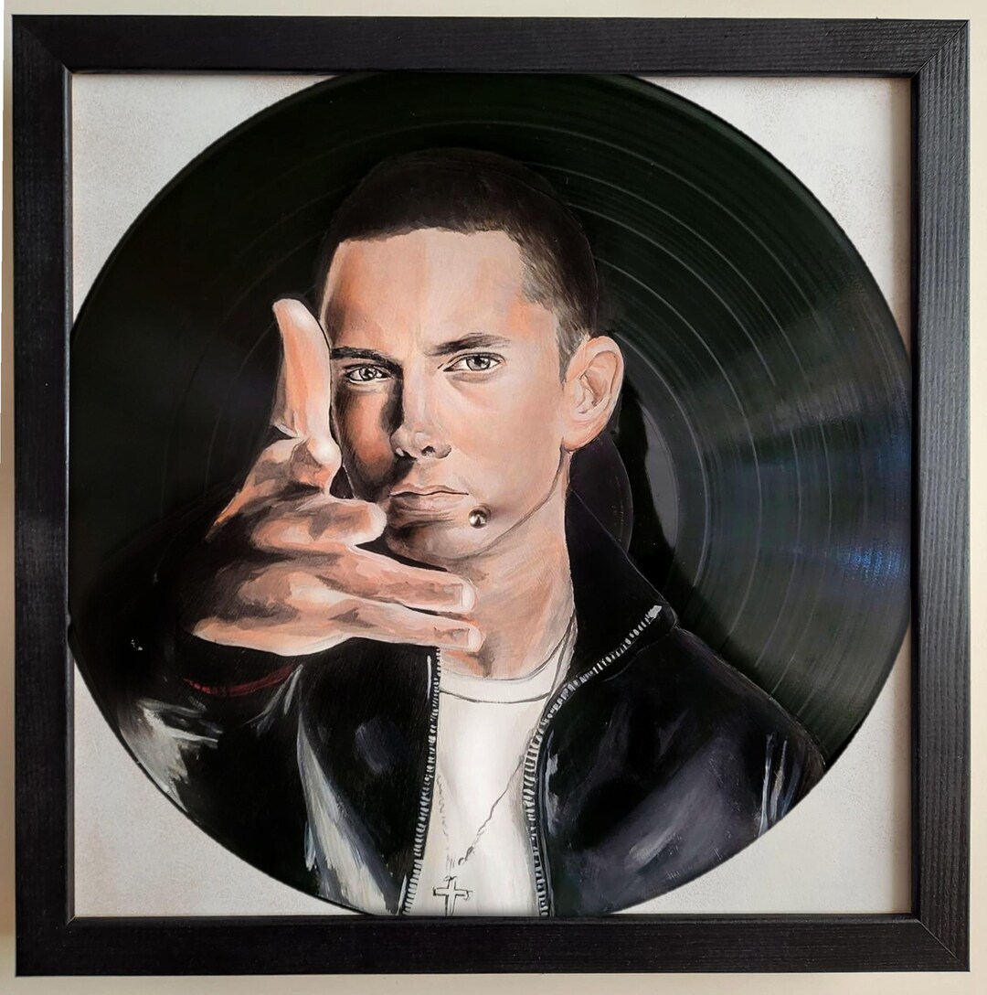 Eminem Upcycled Vinyl Artwork | Music Room Decor | Rap Icon Painting ...