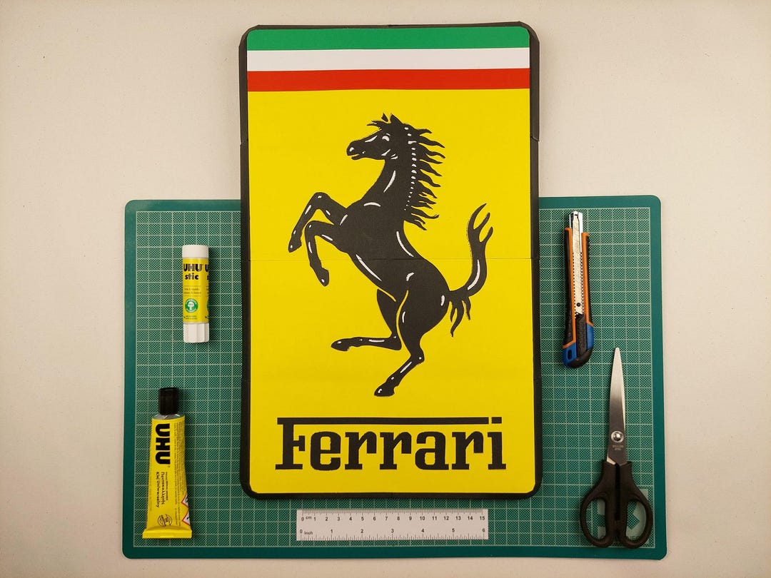 Ferrari 3D Logo Paper Model (vertical Rectangle), DIY Wall Decor ...