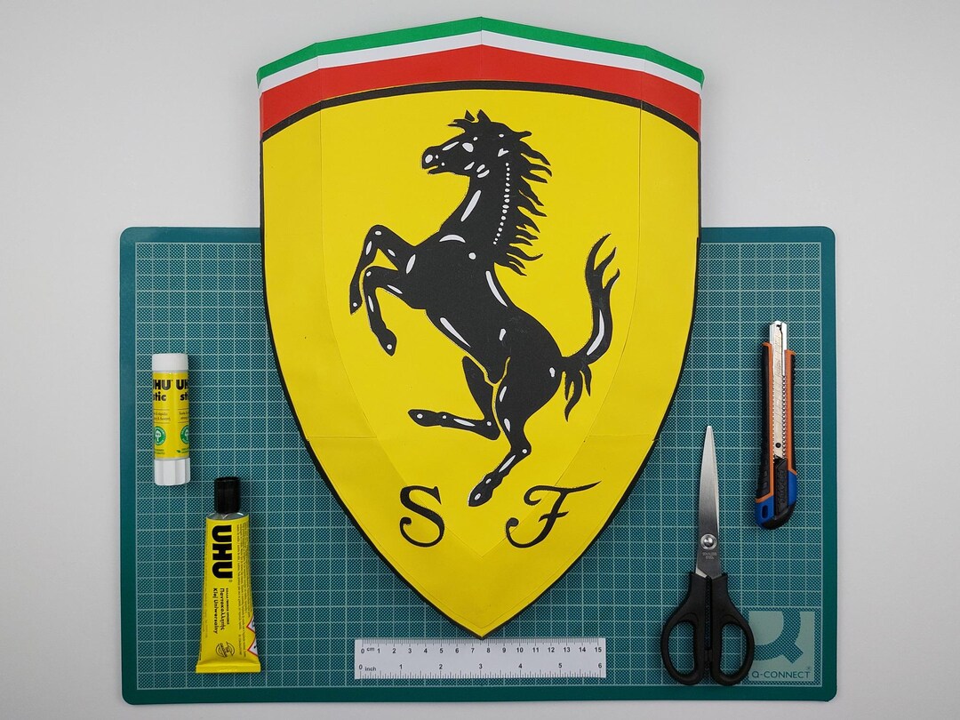 Ferrari 3D Logo Paper Model (shield Shape), DIY Wall Decor, Origami ...