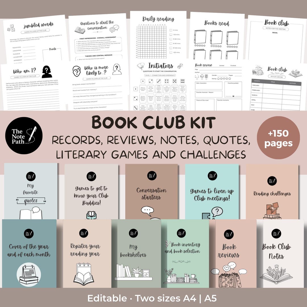 Book Club Kit · Printable | Logs & Templates · Reviews, Notes, Quotes ...