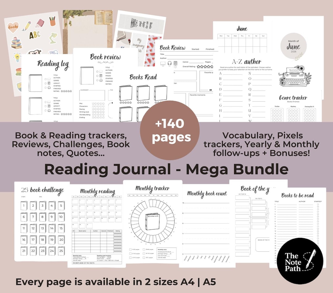 Printable Reading Journal Mega Bundle | Monthly Reading Log & Stats A4 ...