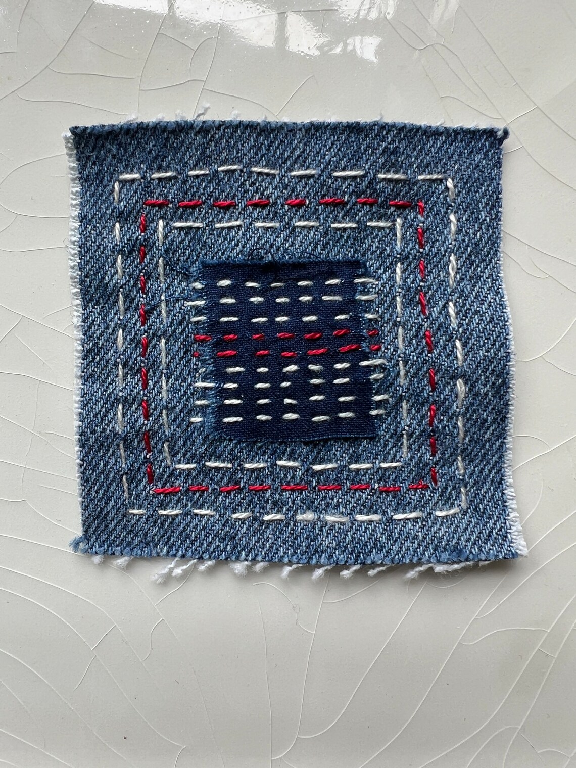 Small Hand-stitched Sashiko/boro Upcycled Denim Patch - Etsy