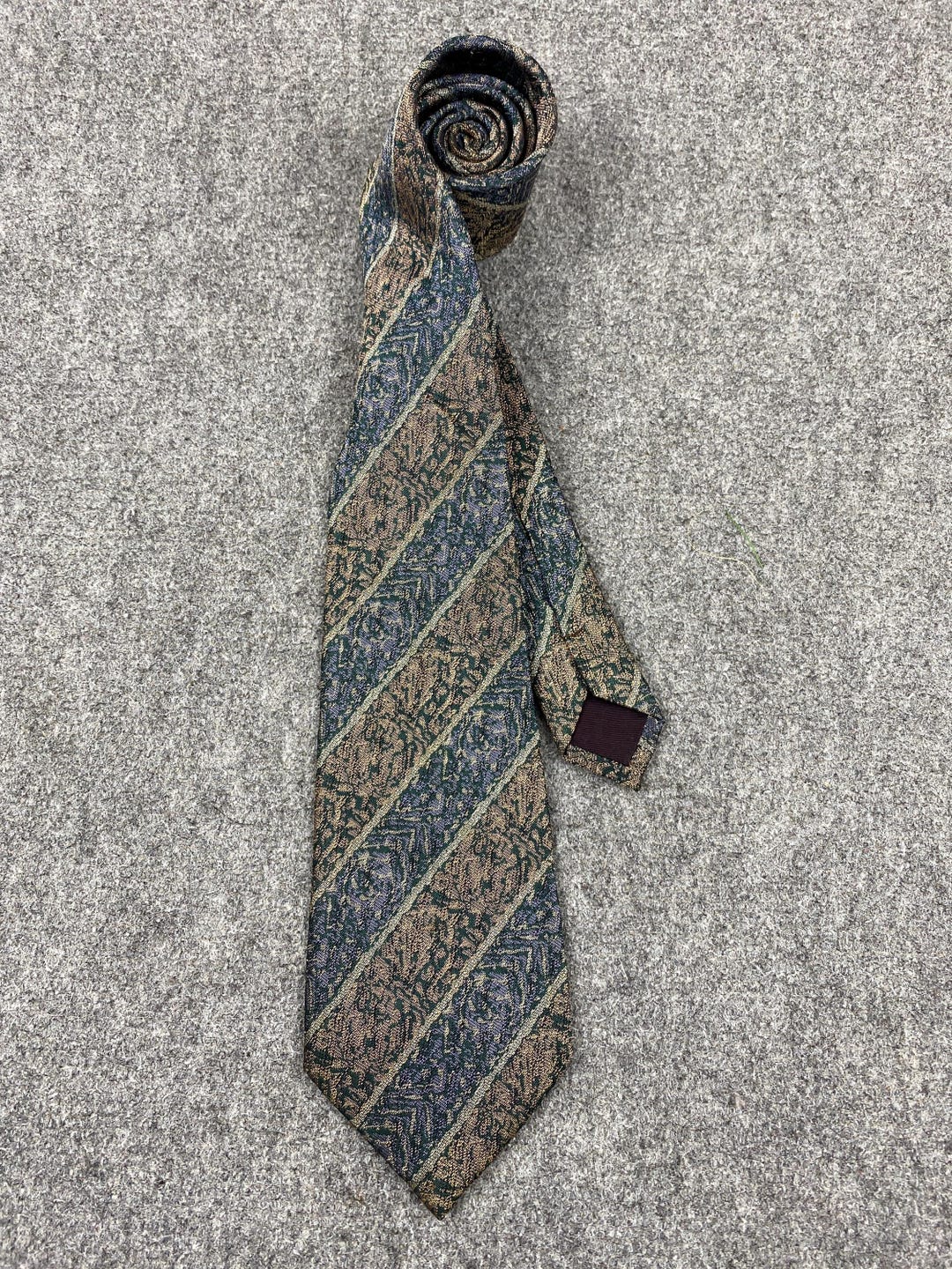 Vintage LANVIN Paris Silk Jacquard Tie, Geometric Striped Designer ...