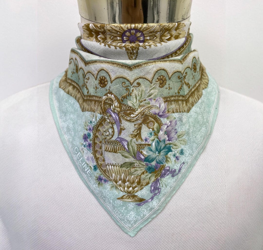 Vintage Celine Cotton Neckerchief: Classic Chain Floral Scarf - Etsy