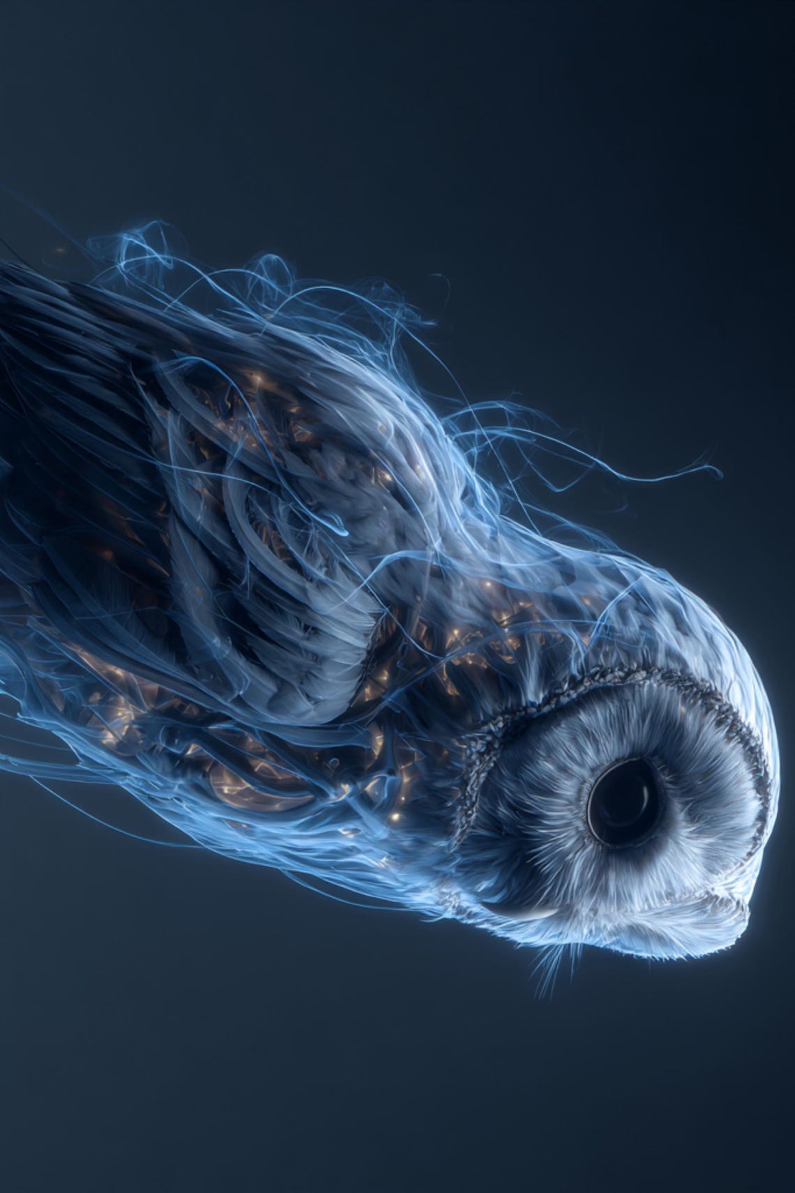 Celestial Skeleton Owl Art Print | Ethereal Blue Owl Wall Art | Cosmic ...