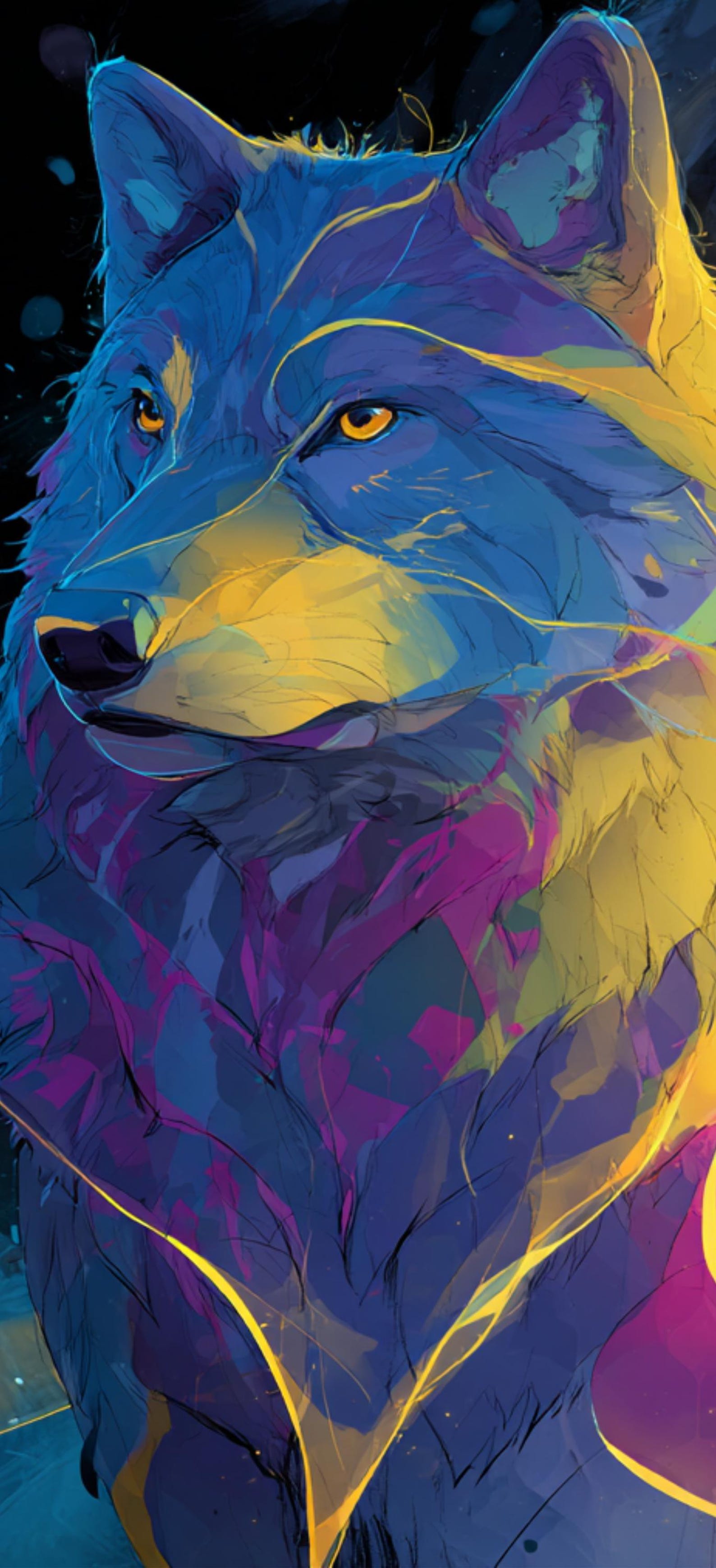 Luminous Night Watcher - Spirit Wolf Art Print - Etsy