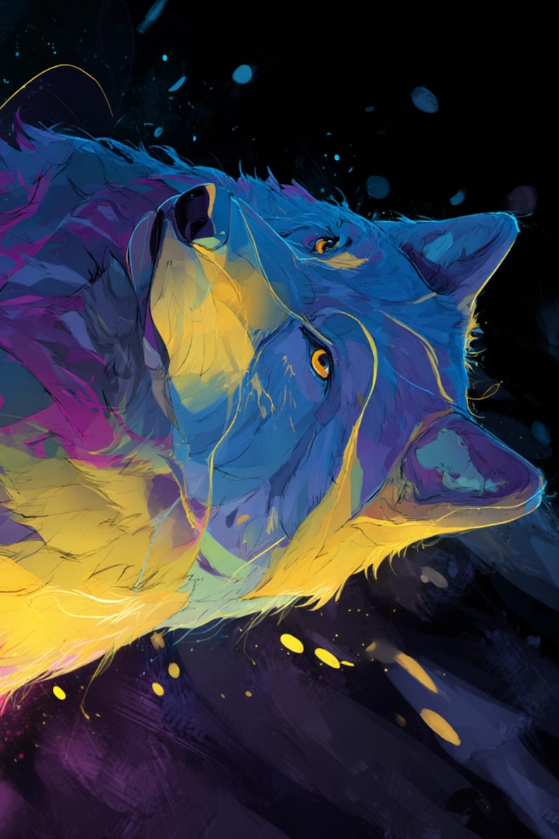 Luminous Night Watcher - Spirit Wolf Art Print - Etsy