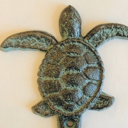Sea Turtle Wall Hook Cast Iron Sea Turtle Beach Decor - Etsy