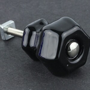 Set of 2 Black Glass Cabinet Knobs Antique Depressio Drawer Pulls Vintage Hardware for Furniture ...