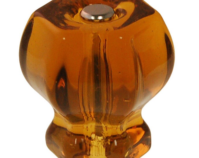 Set of 2 Vintage Antique Style Depression Glass Cabinet Knobs Drawer Pulls Amber Victorian ...