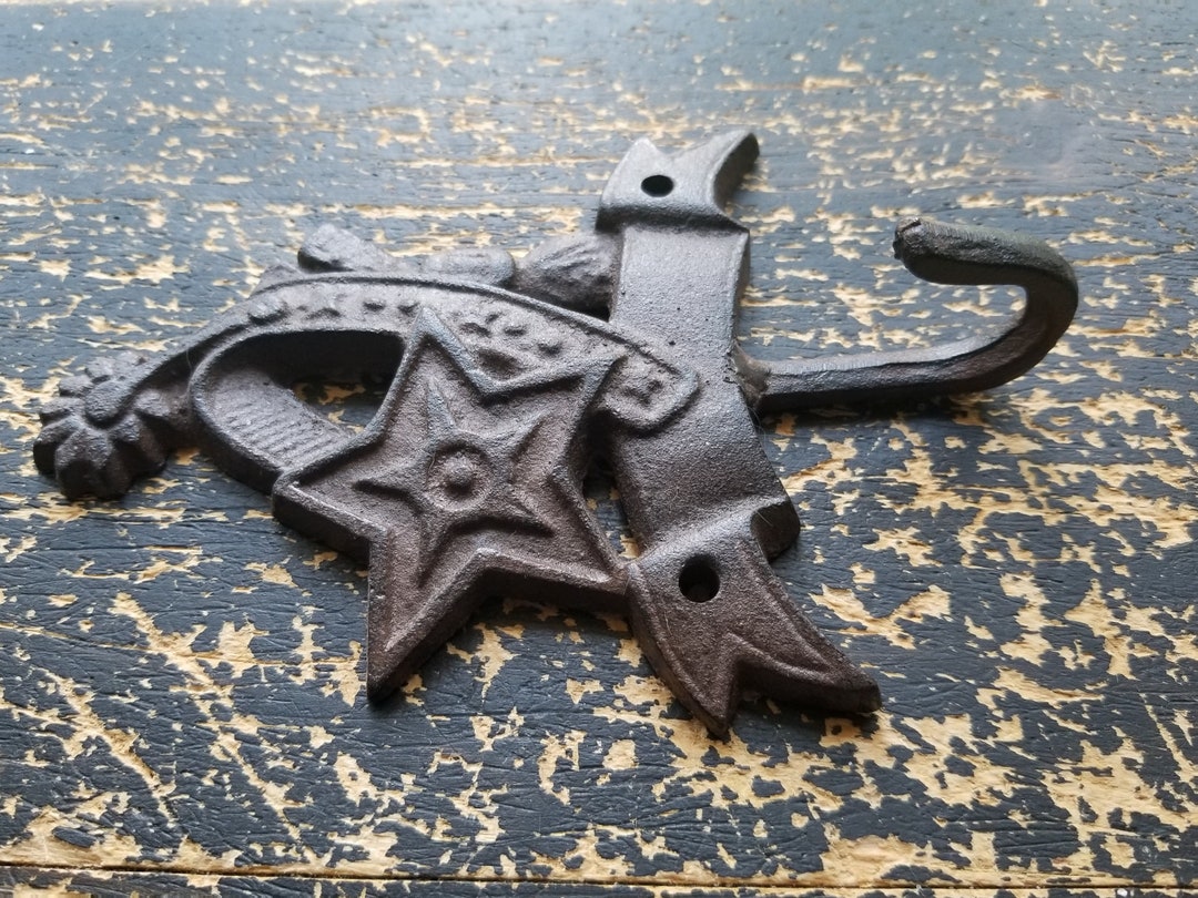 Cast Iron Wall Hook, Western and Farmhouse Decor, Cowboy Boot Spur and ...
