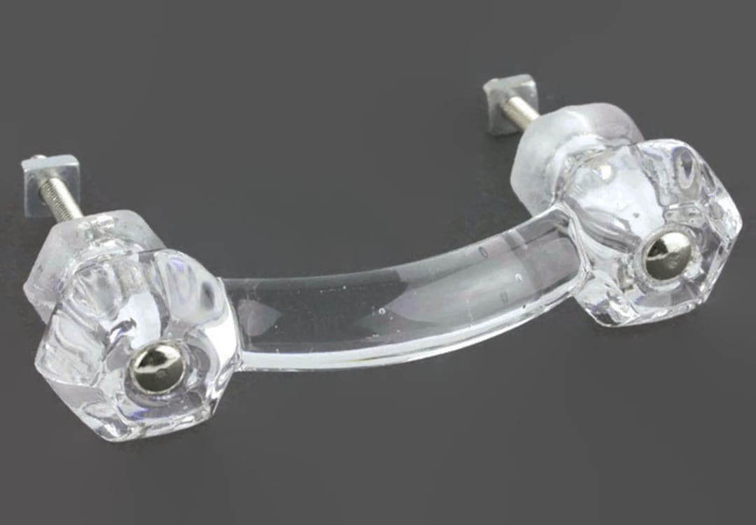 Special Order 6 Crystal Clear Glass Drawer Pulls 3" Centers - Etsy