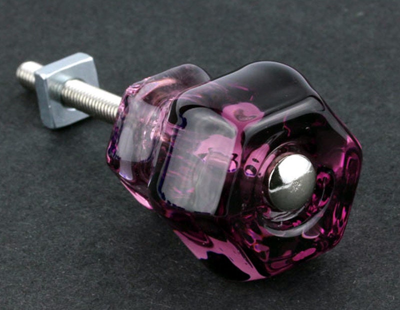 Set of 3 Amethyst Purple Glass Cabinet Handles Drawer Pulls - Etsy