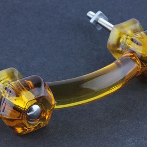 Set of 2 Amber Glass Cabinet Handles Drawer Pulls Depression Era Style Vintage Decor Antique ...