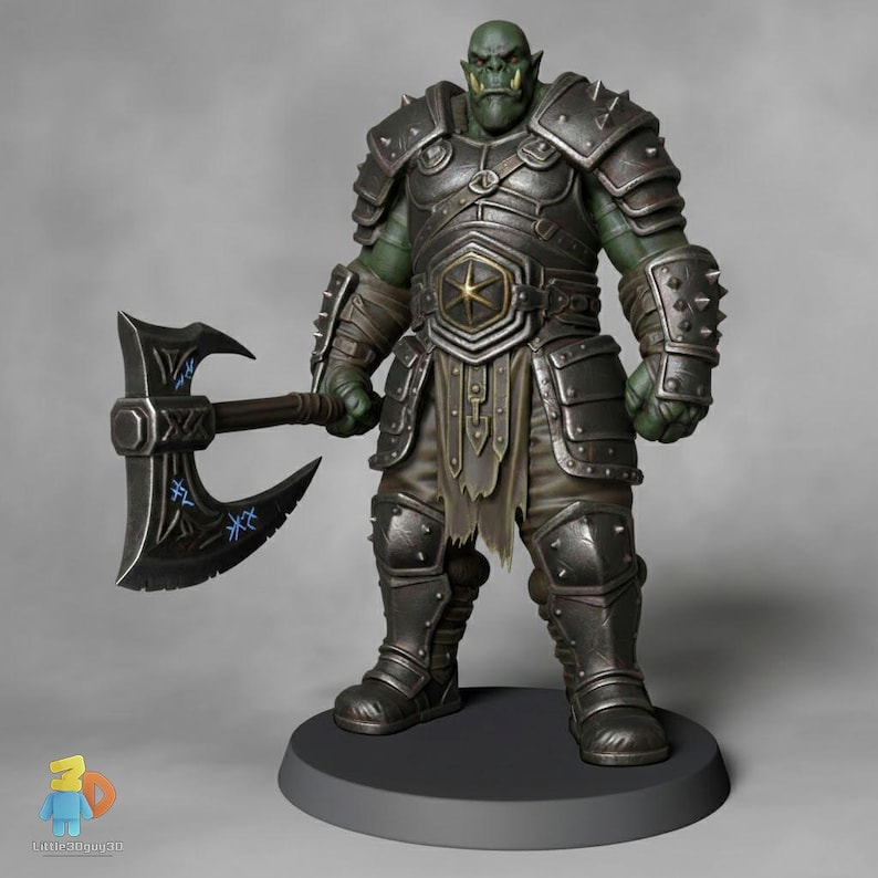 Orc Warrior Figurine – Barbarian in Heavy Armor – Axe – Fantasy RPG ...