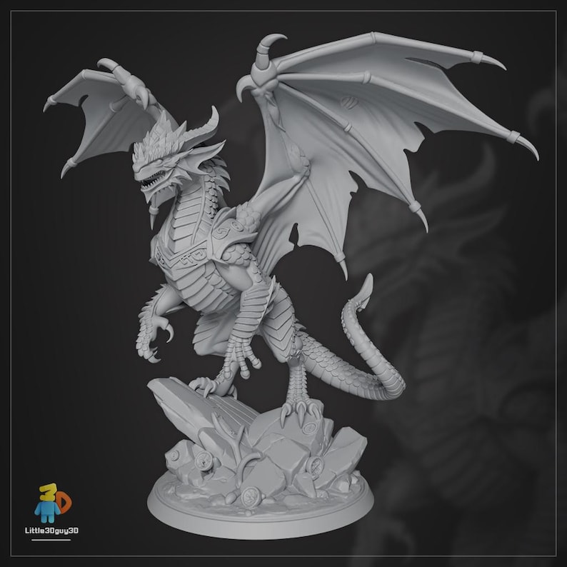 Winged War Dragon - 3D Printed - STL - Digital File - Etsy