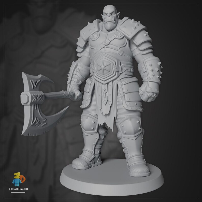 Orc Warrior Figurine – Barbarian in Heavy Armor – Axe – Fantasy RPG ...