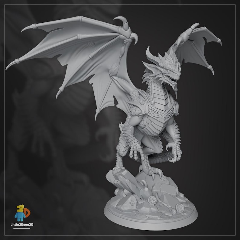 Winged War Dragon - 3D Printed - STL - Digital File - Etsy