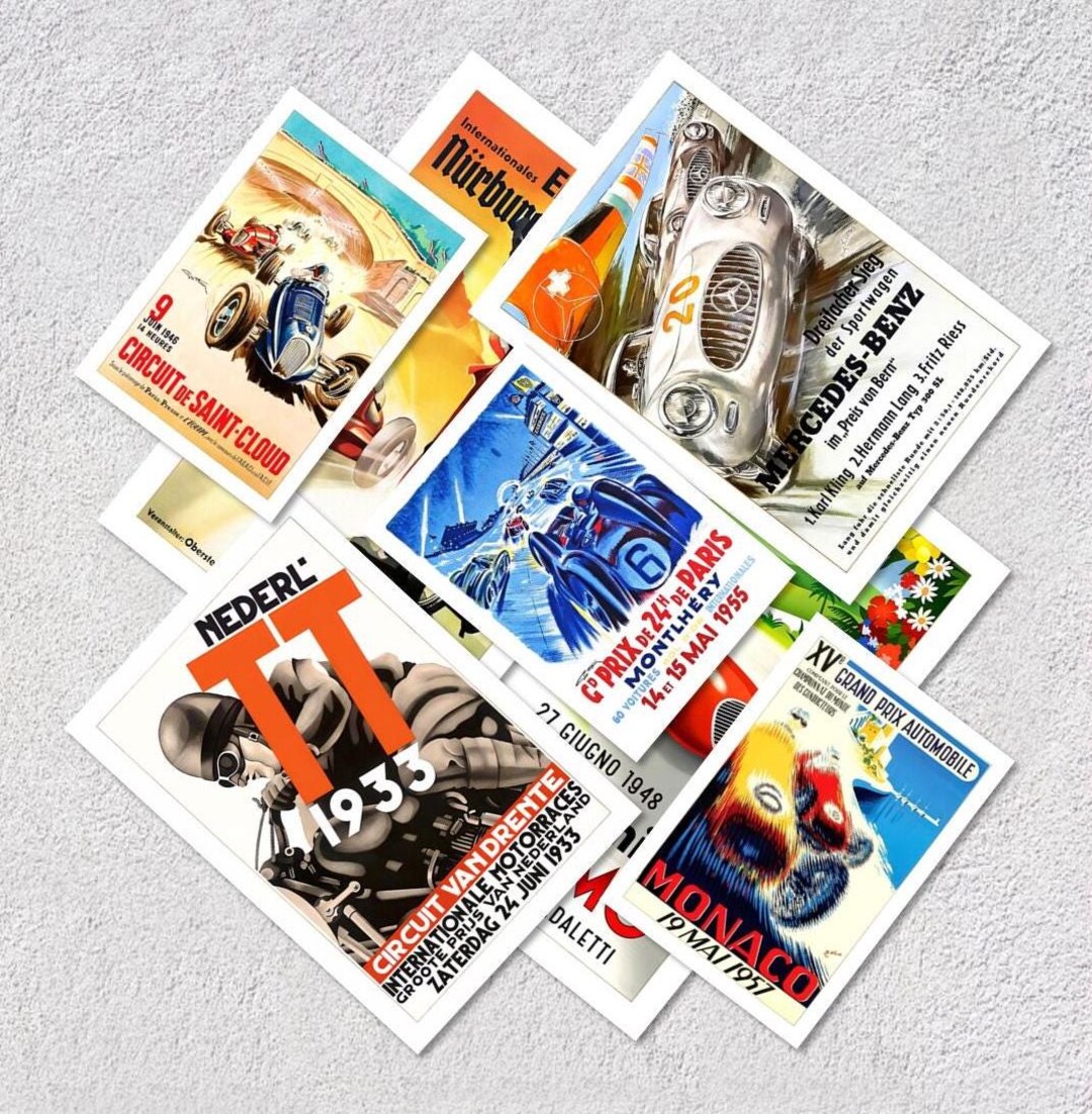 Digital Rally Postcards | Instant Download Set of 20 Racing Cars - Etsy