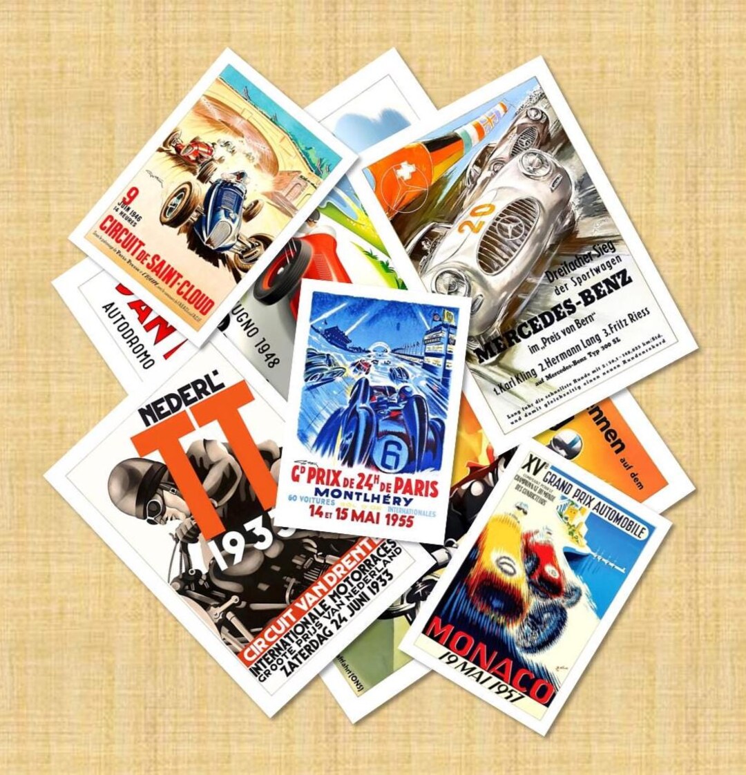 Vintage Motorsport Rally Postcards | Classic Car Racing Set of 20 - Etsy