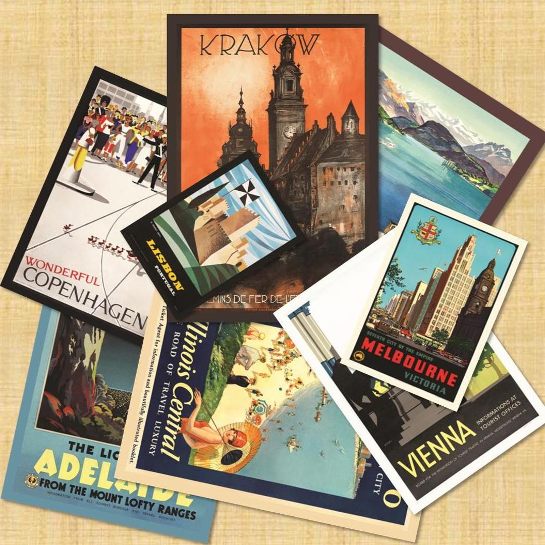Vintage World Travel Postcards Set of 12 | Classic Travel Collection - Etsy