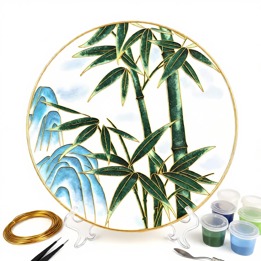 Enamel Color DIY Handcraft Gift Kit - Bamboo Pattern Ornament - 30x30cm ...