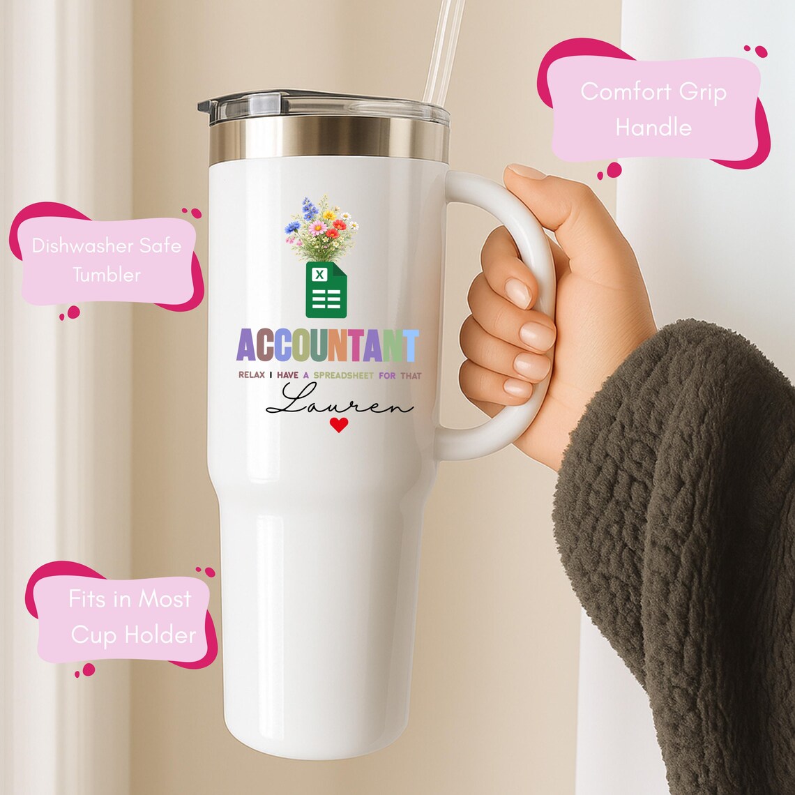 Accountant 40oz Tumbler Personalized, Custom Accountant Gifts for ...