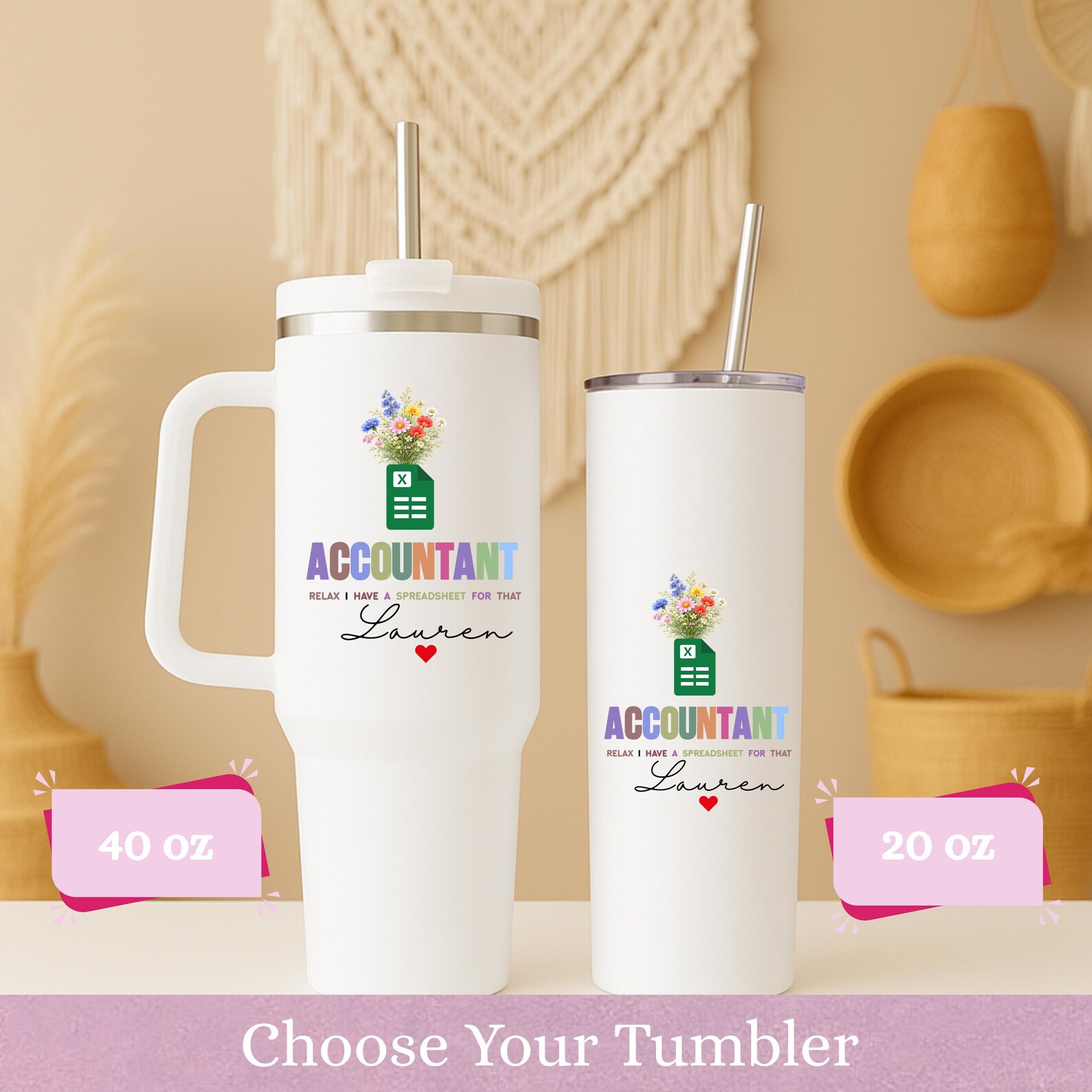 Accountant 40oz Tumbler Personalized, Custom Accountant Gifts for ...