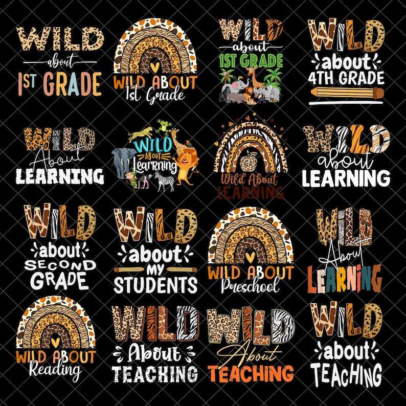 Wild About 1st Grade Png Bundle, First Grade Teacher Png, Leopard Back ...