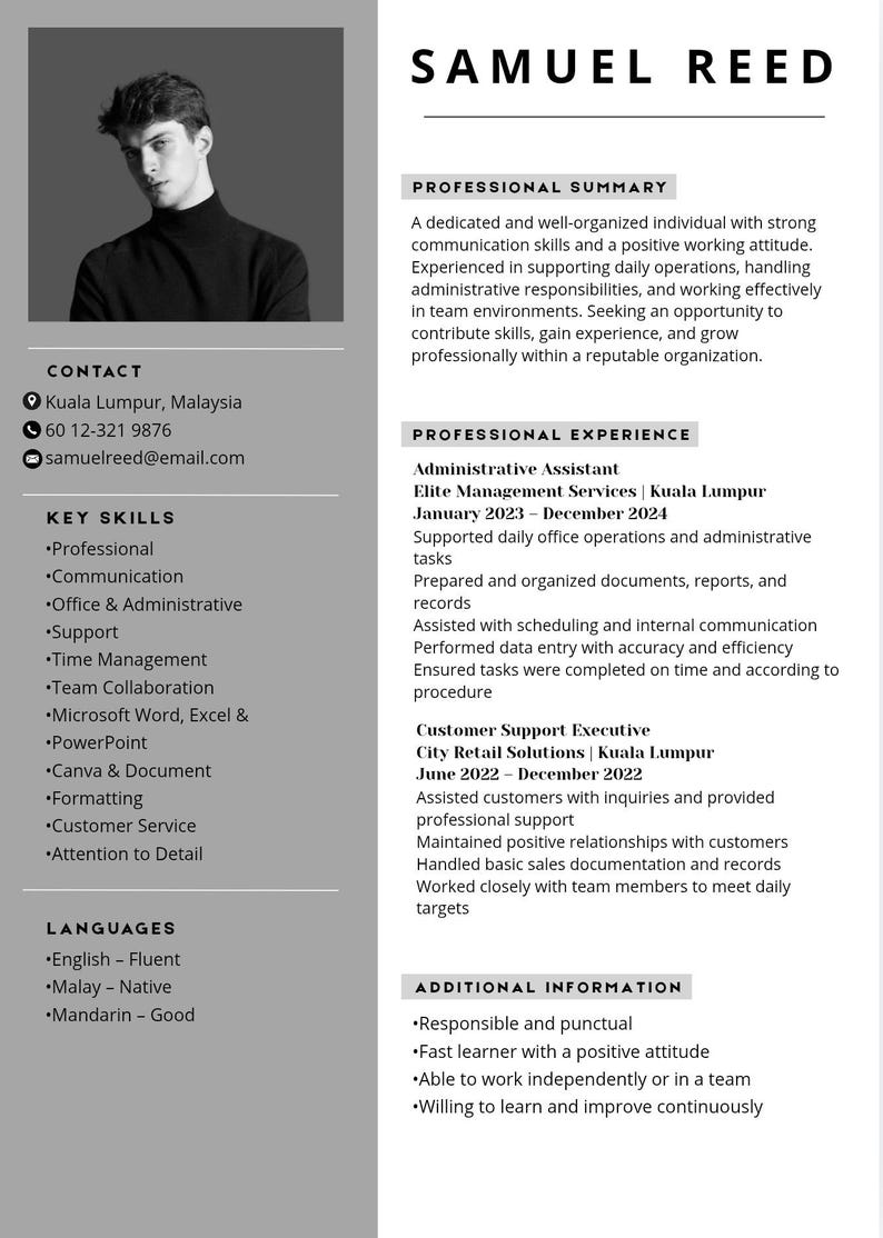 ATS Friendly Resume Template | Professional CV Design, A4 (instant ...