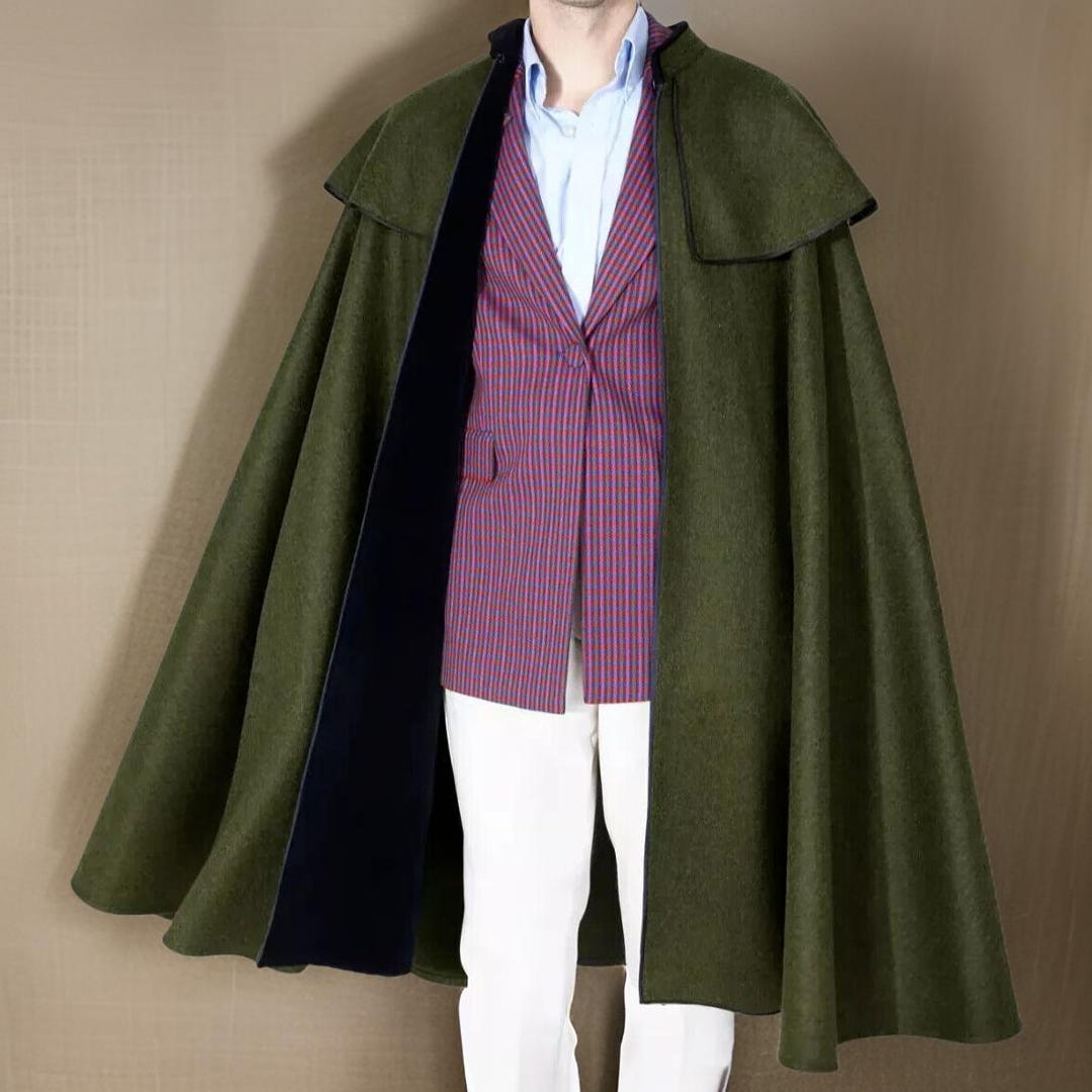 Men's 18th & 19th Century Green Wool Inverness Cape , a Perfect Choice ...