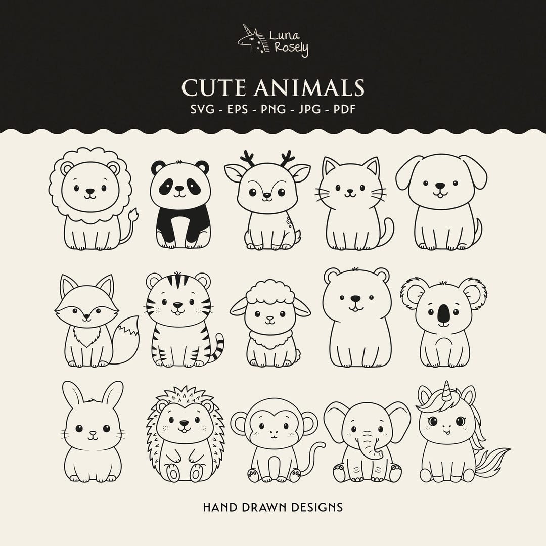 Animal Doodle SVG Clipart Bundle (digital Download - Etsy