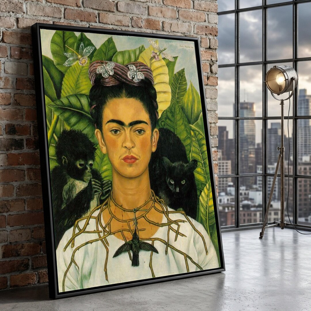 Frida Kahlo Portrait Canvas, Surreal Botanical Art, Mexican Artist Wall ...