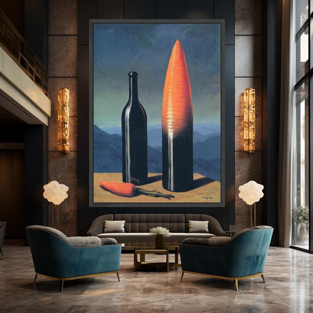Surreal Still Life Canvas, Rene Magritte Art Print, Carrot and Wine ...