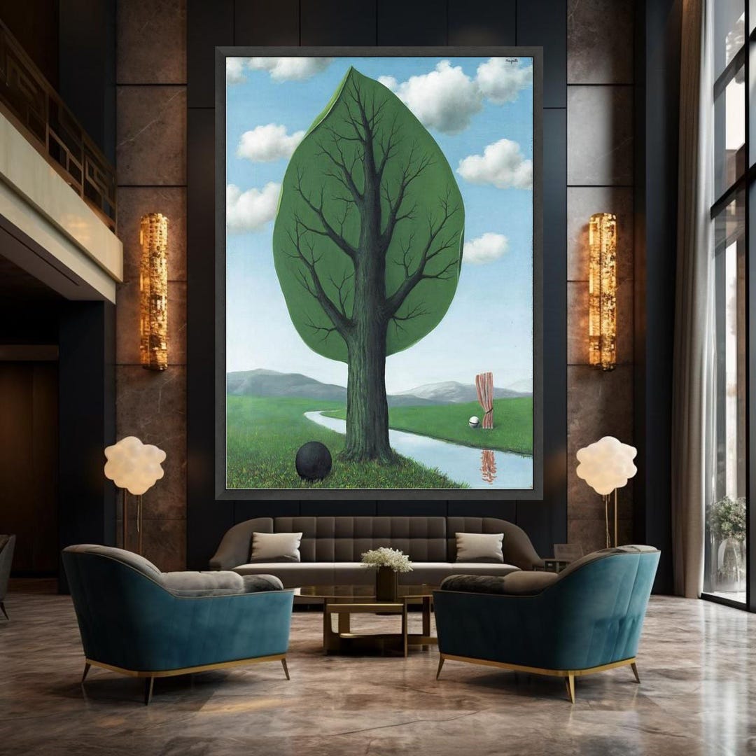 Surreal Leaf Tree Canvas, Rene Magritte Wall Art, Modern Nature ...