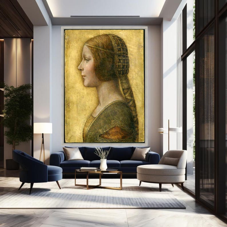 Leonardo Da Vinci Portrait Canvas Wall Art, Renaissance Female Profile ...