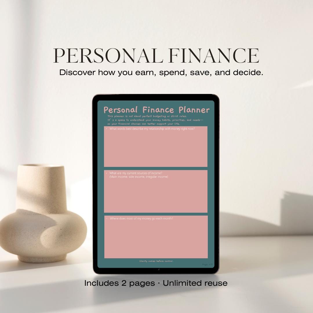 Personal Finance Planner | Gentle Money Planning Journal | Monthly ...