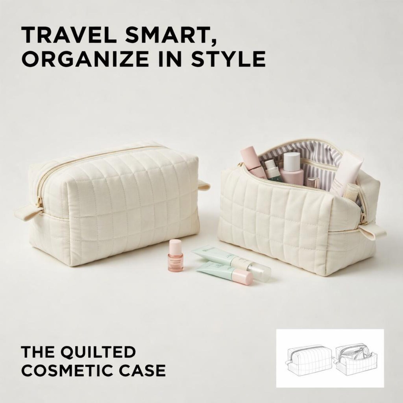 Cosmetic Bag Pattern, Makeup Bag Pattern, Toiletry Bag Pattern, Travel ...